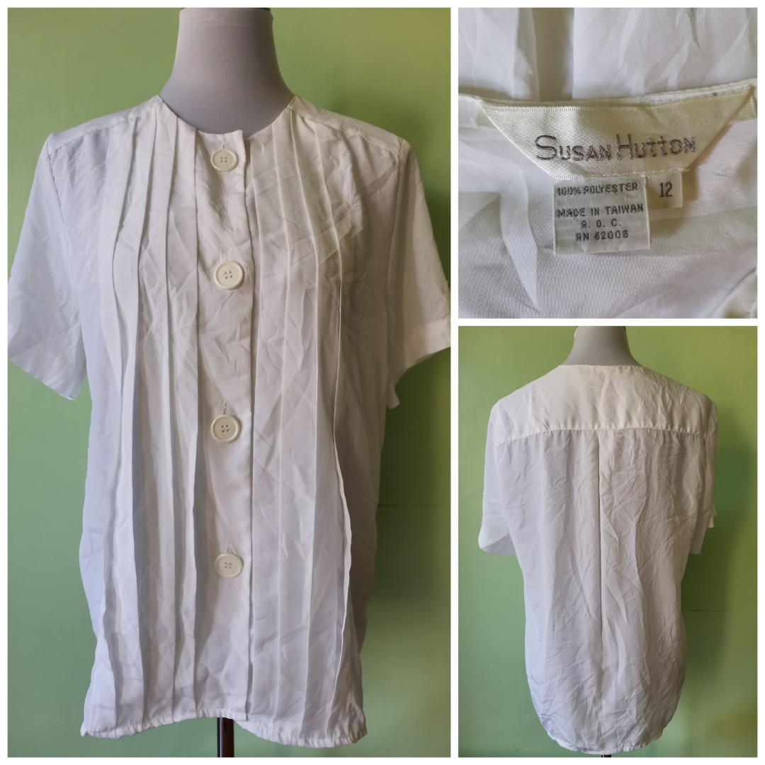 Susan Hutton White Top, Women's Fashion, Tops, Blouses on Carousell