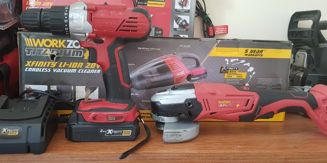 Workzone cordless drill driver and angle grinder, Commercial ...