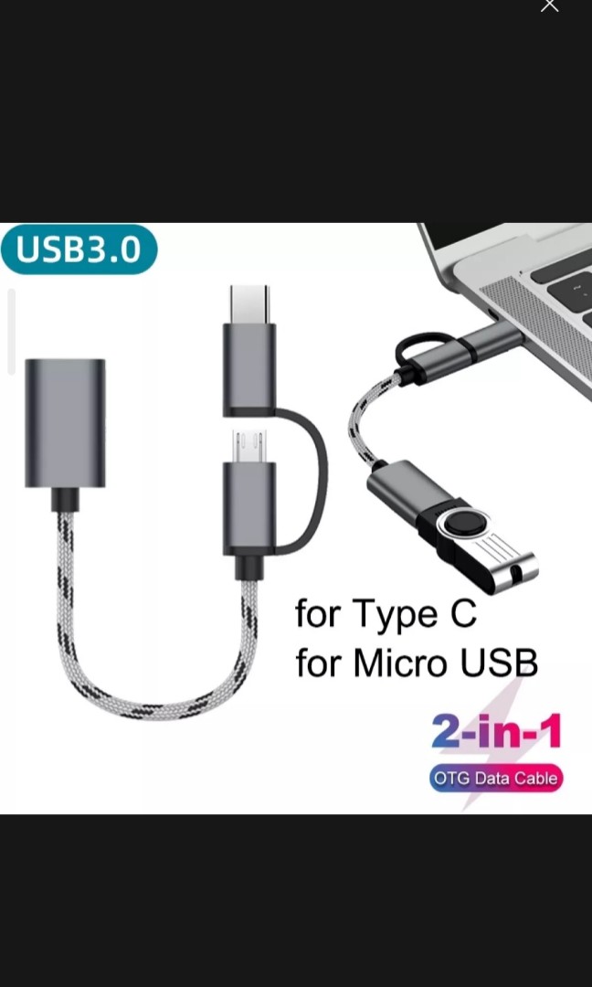Goojodoq Mini OTG 2 in 1 Micro USB / USB TYPE C to USB 3.0 Adapter, Computers & Tech, Parts ...