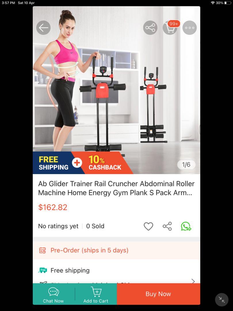 Abs Glider Trainer Rail Cruncher Abdominal Roller Machine Home Energy ...