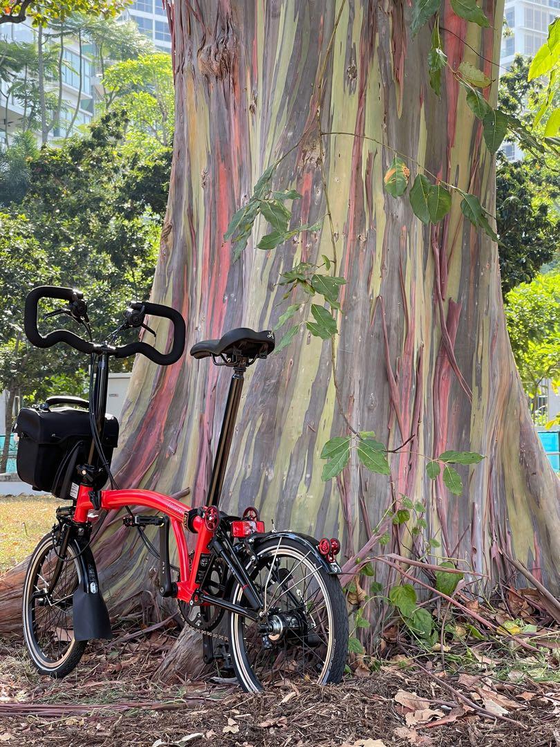 Brompton S6L Rocket Red Black Edition with mini P set up , Sports ...