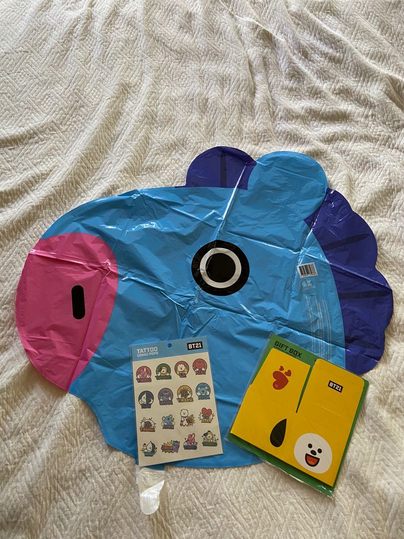 BT21 Items (Mang Balloon, 1 pc Chimmy Gift Box, BT21 Tattoo), Hobbies ...