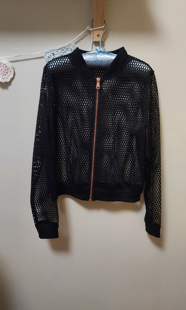Fishnet bomber jacket, Women's Fashion, Coats, Jackets and Outerwear on ...
