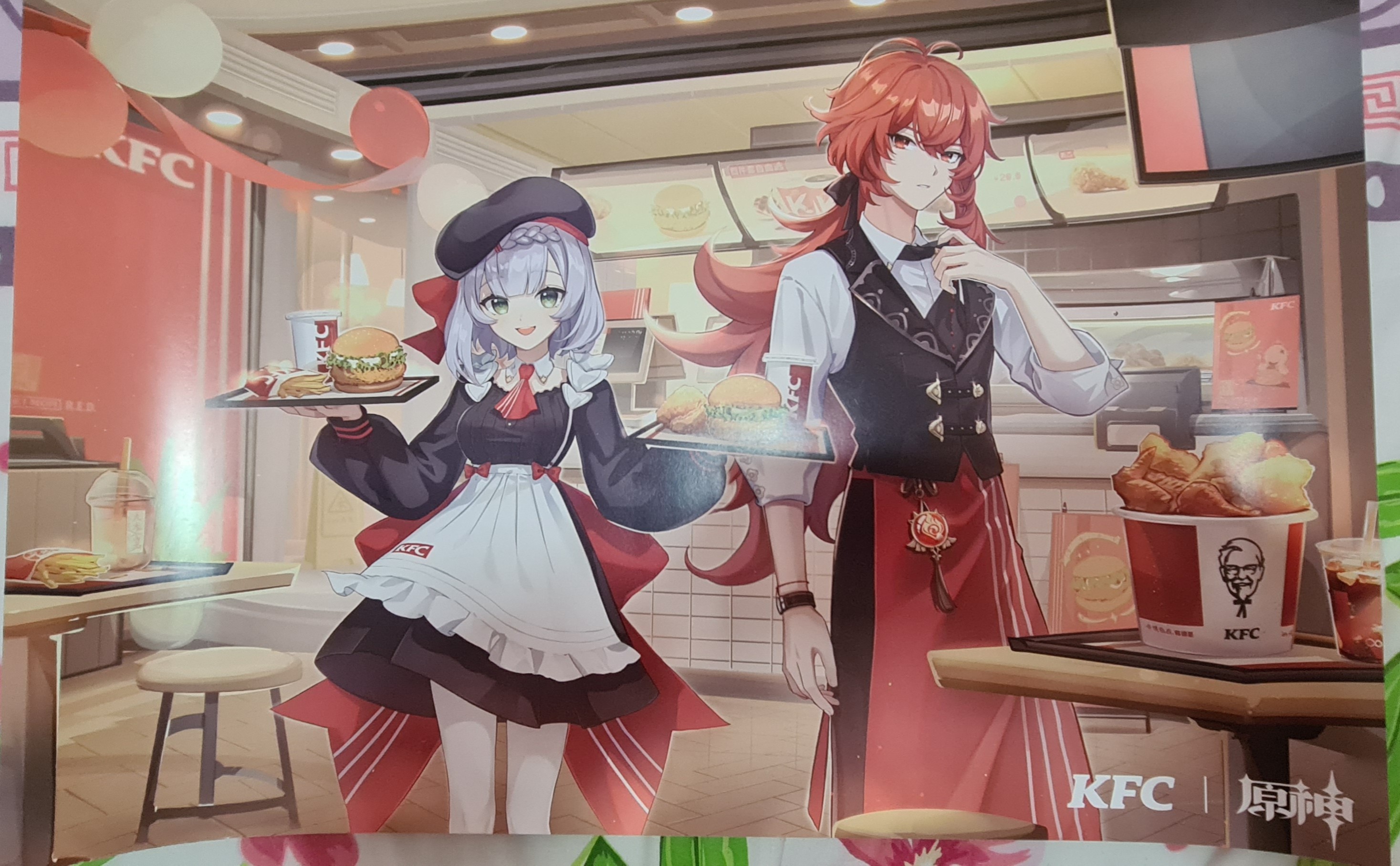 Genshin impact x KFC Diluc&Noelle poster, Hobbies & Toys, Toys & Games ...