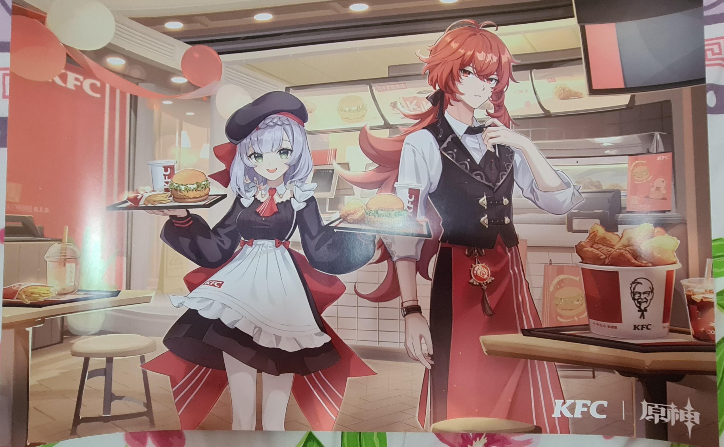 Genshin impact x KFC Diluc&Noelle poster, Hobbies & Toys, Toys & Games ...