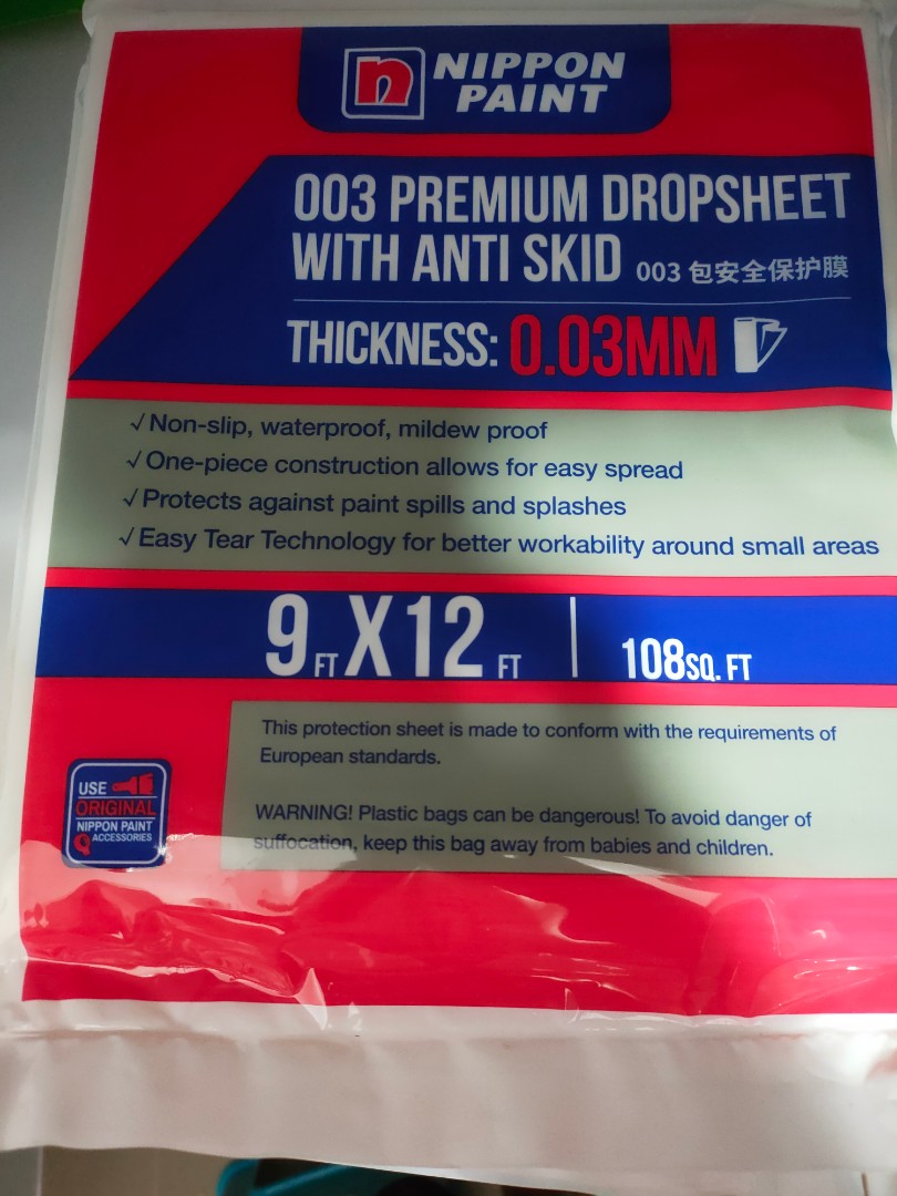 Nippon paint 003 premium dropsheet with aniti skid, Furniture & Home ...