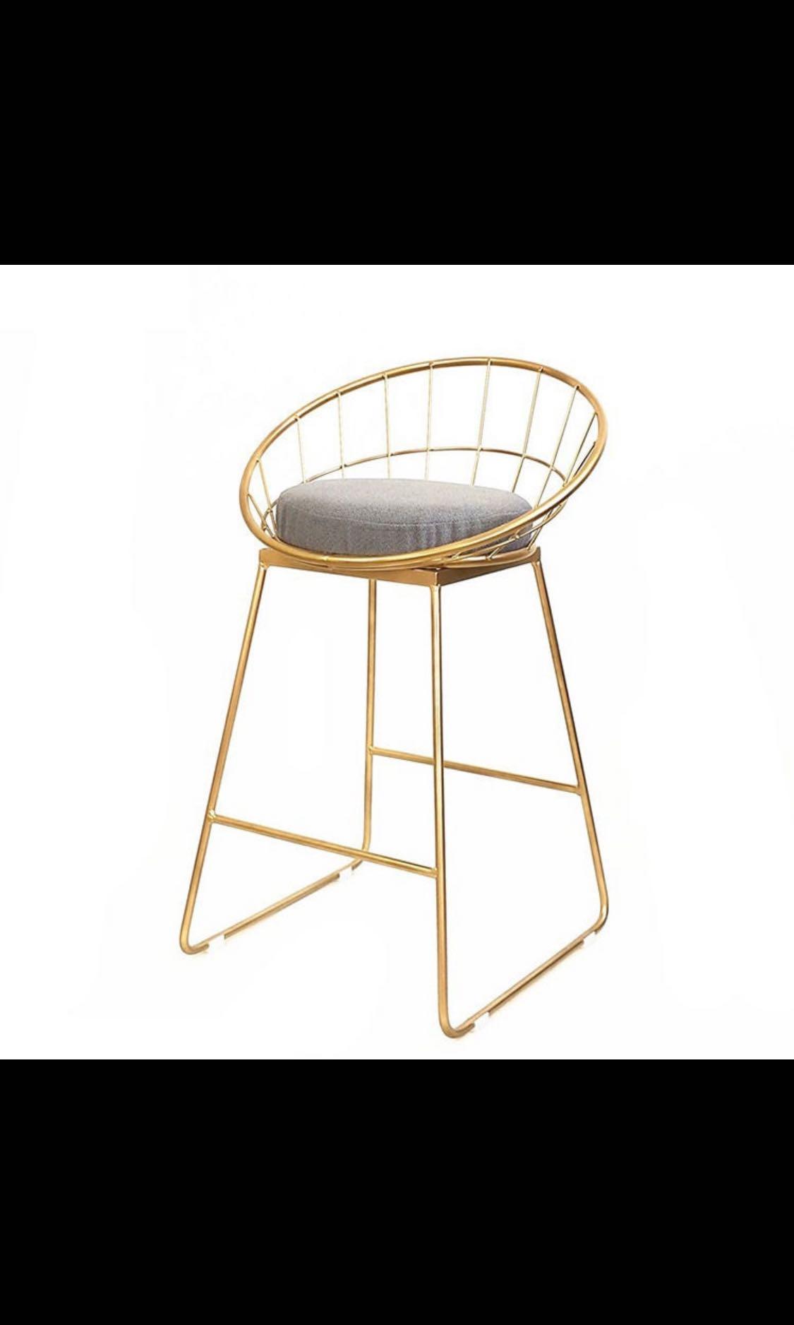 Nordic Gold Chair aka Bar Stool, Furniture & Home Living, Furniture ...