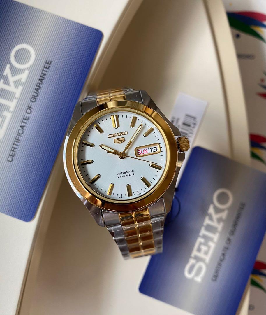 Seiko 5 SNKK94 Automatic Dress Watch Two-tone SNKK94K1 White Dial Brand ...