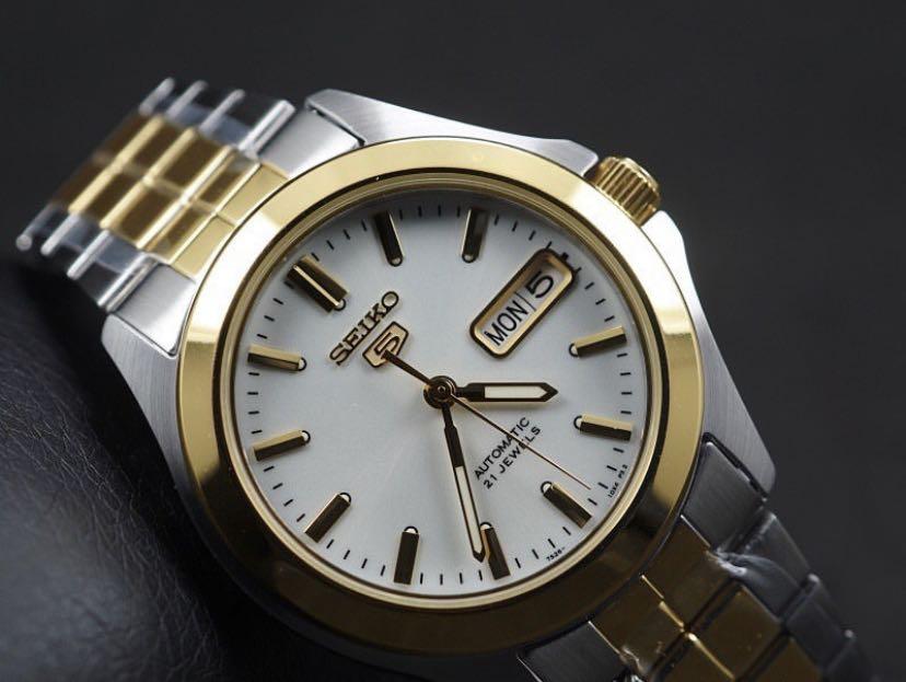 Seiko 5 SNKK94 Automatic Dress Watch Two-tone SNKK94K1 White Dial Brand ...