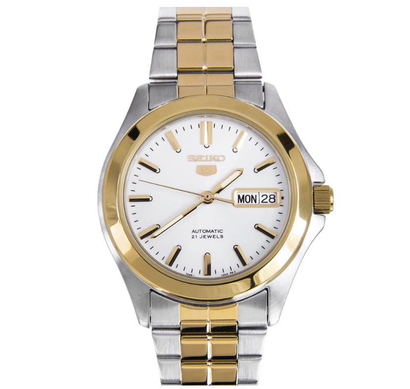 Seiko 5 SNKK94 Automatic Dress Watch Two-tone SNKK94K1 White Dial Brand ...