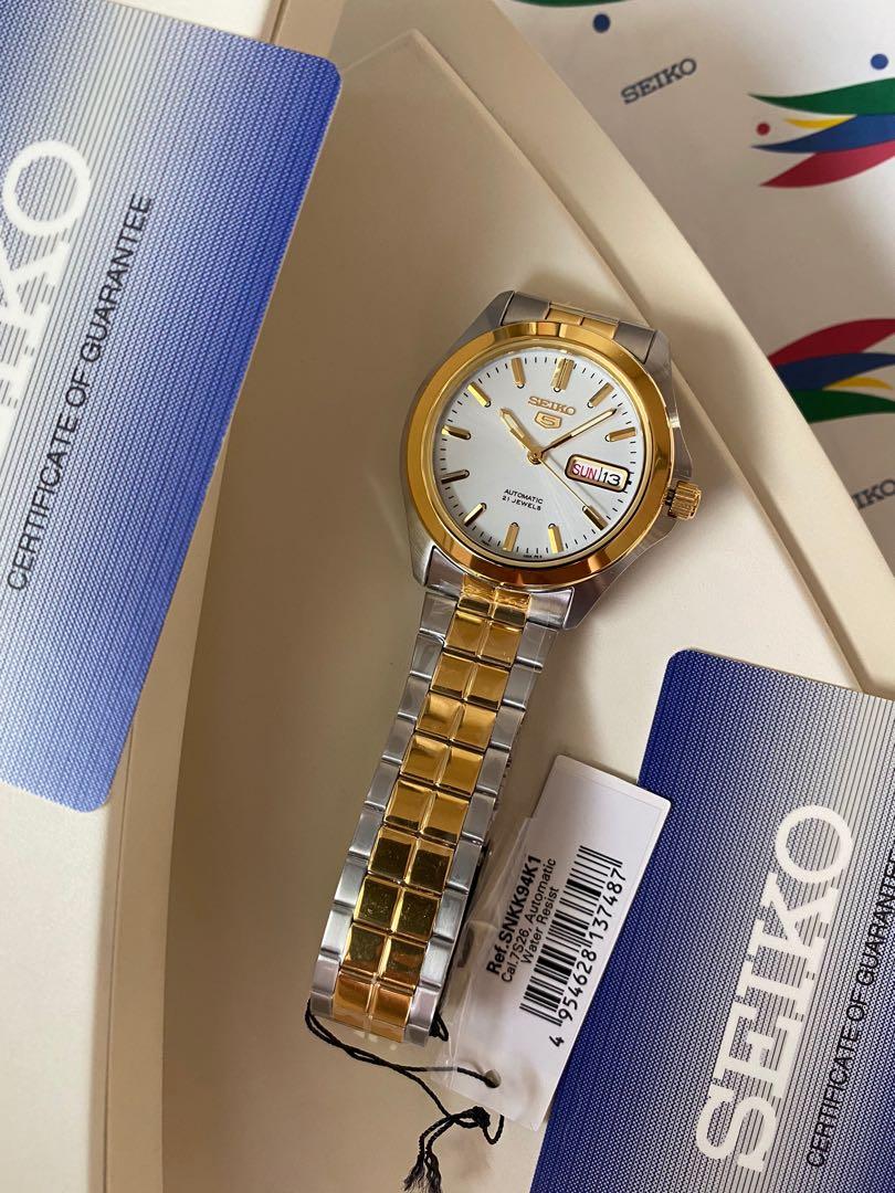 Seiko 5 SNKK94 Automatic Dress Watch Two-tone SNKK94K1 White Dial Brand ...