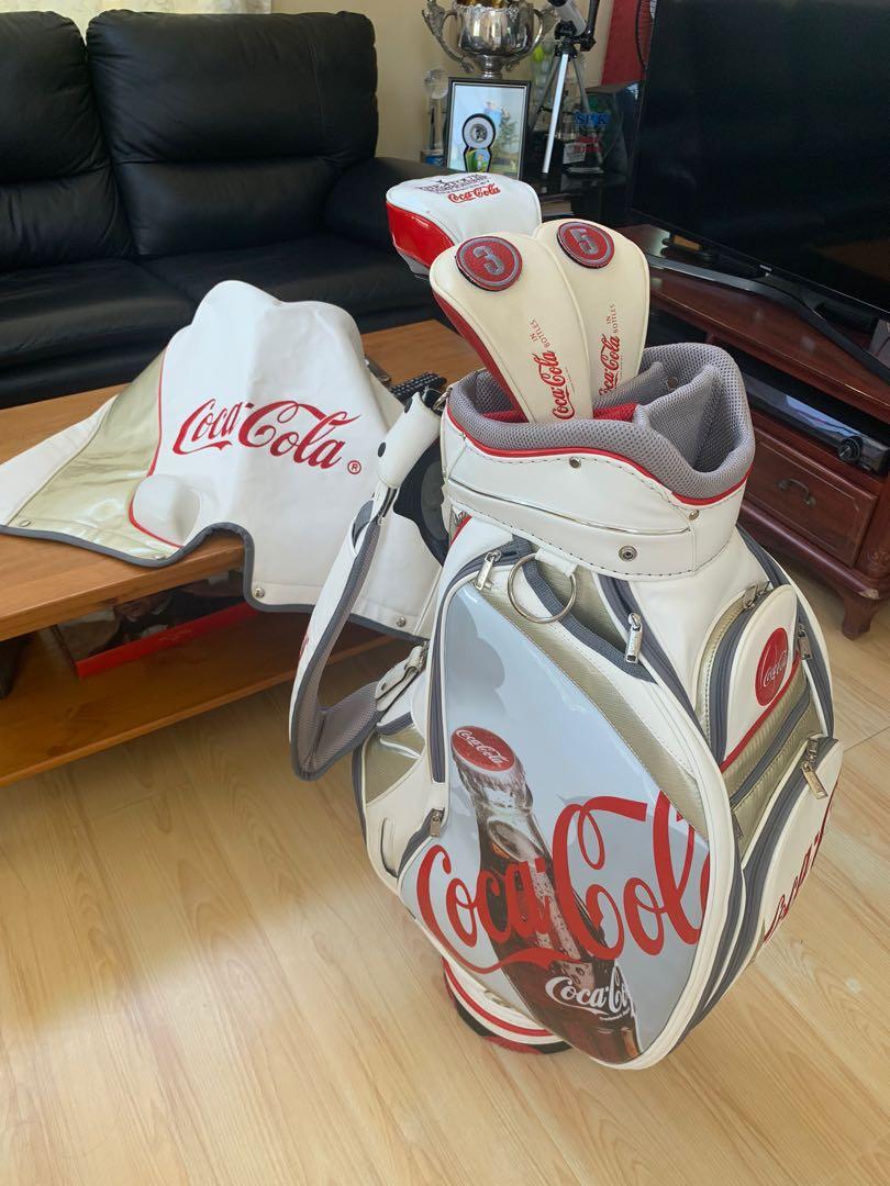 Used Coca Cola Golf Bag with Driver Woods Headcover, Sports Equipment ...