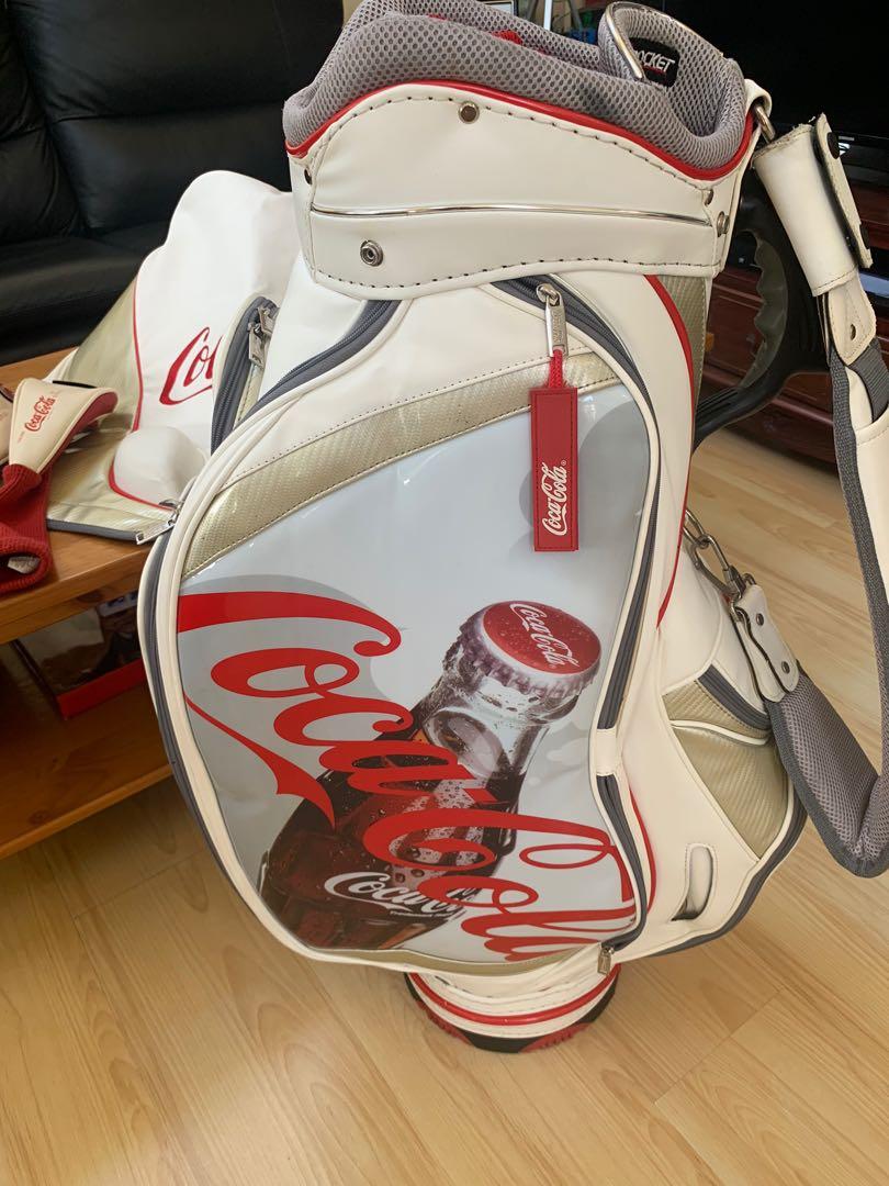 Used Coca Cola Golf Bag with Driver Woods Headcover, Sports Equipment ...