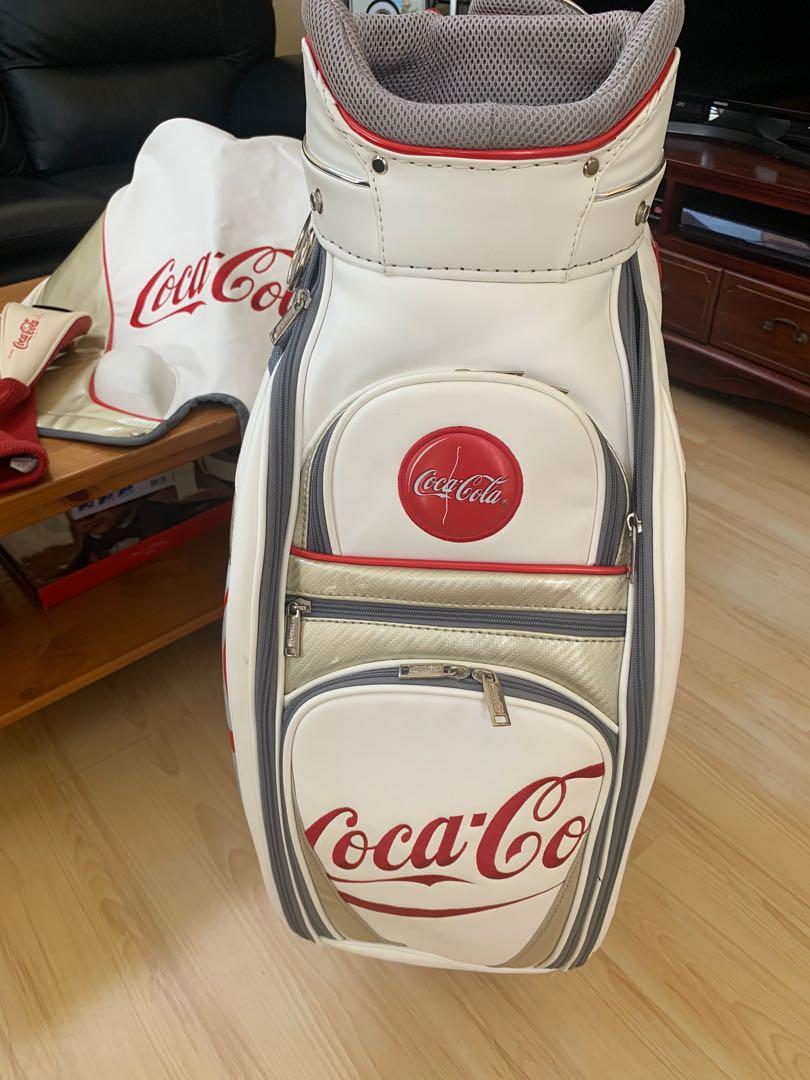 Used Coca Cola Golf Bag with Driver Woods Headcover, Sports Equipment ...
