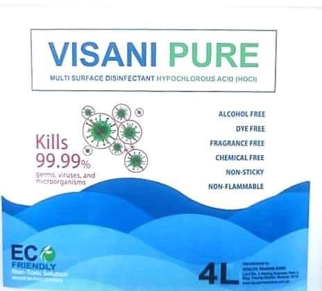 Visani Pure Multi Surface Disinfectant Hypochlorous Acid (HOCI) 4Liters ...