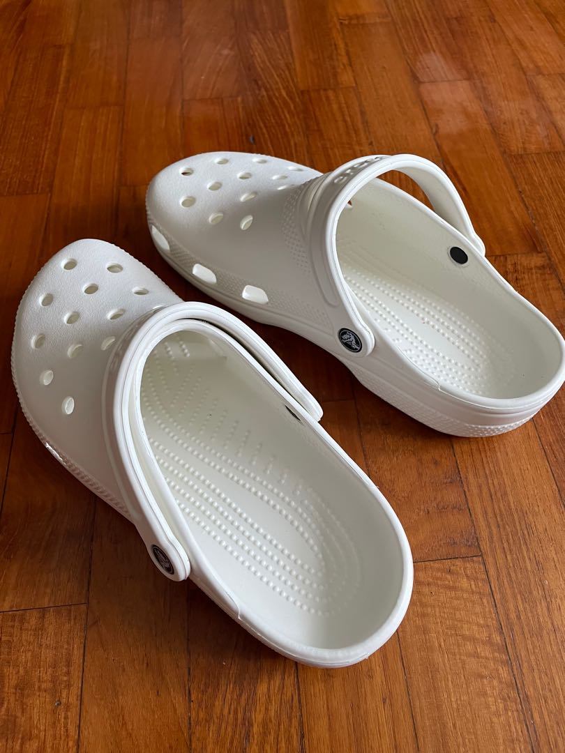 White crocs, Men's Fashion, Footwear, Flipflops and Slides on Carousell