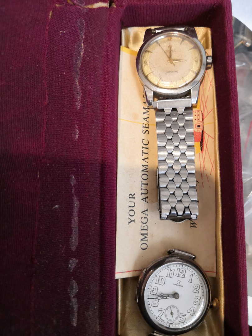 Rare 1900s WWI Omega trench watch and 1950s Omega Seamaster bumper ...
