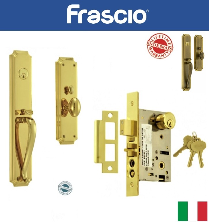 100% 全新意大利製造 Frascio High-end 大門鎖 Frascio Mortise Lock in InoxBrass, 傢俬 ...