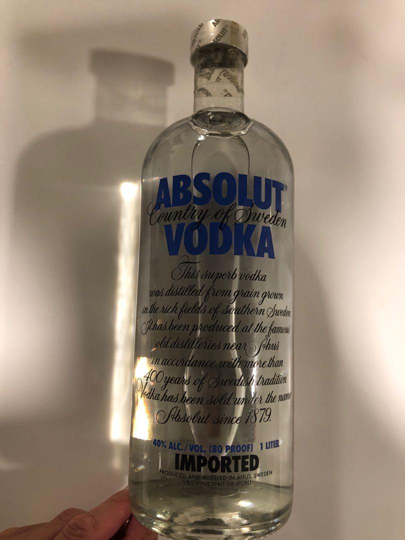 Absolute Vodka 1 litre, Food & Drinks, Alcoholic Beverages on Carousell