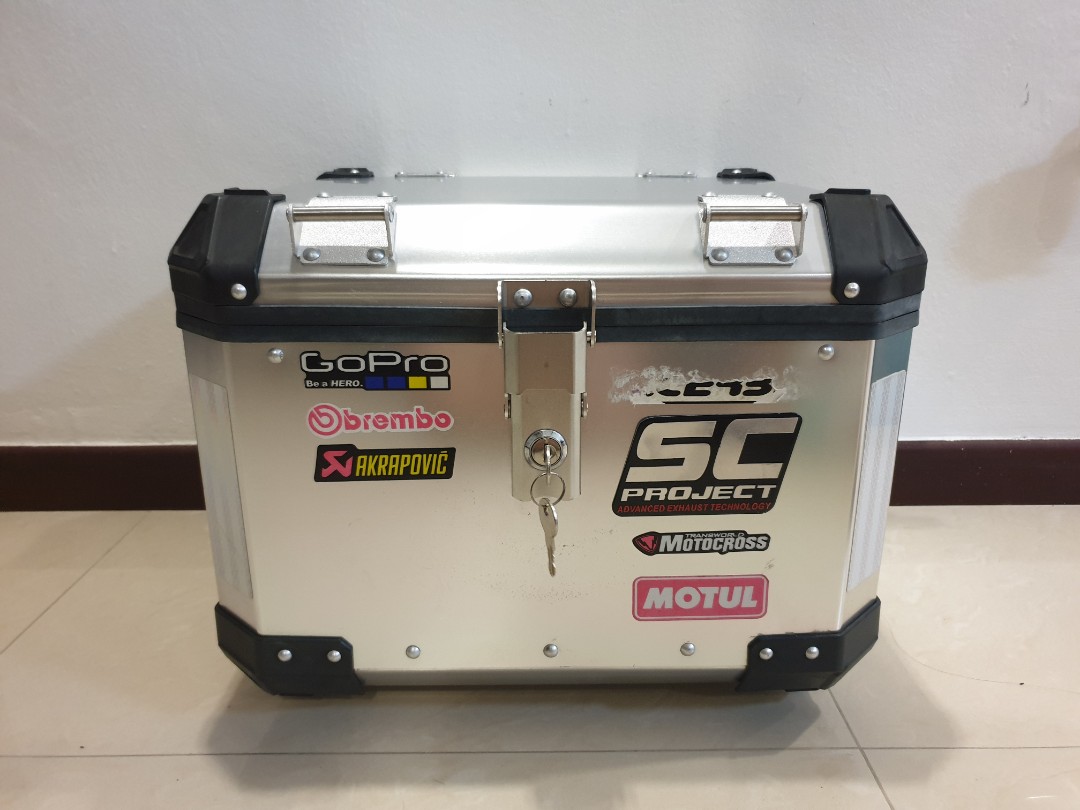 Motorcycle Aluminium Top Box 45L + Base Plate, Motorcycles, Motorcycle ...