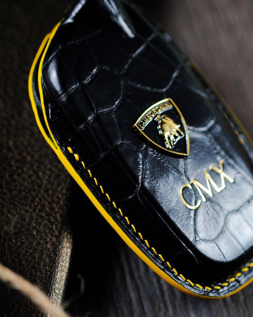 Custom Made Lamborghini Car Key Fob In Jet Black Crocodile Leathe ...