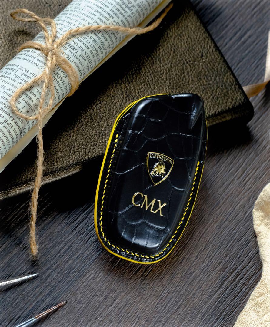 Custom Made Lamborghini Car Key Fob In Jet Black Crocodile Leathe ...
