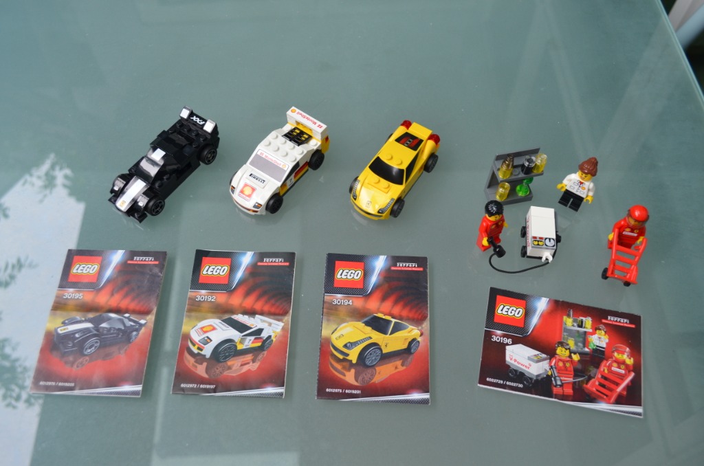LEGO Ferrari pull back cars with Shell petrol station and 3 mini ...
