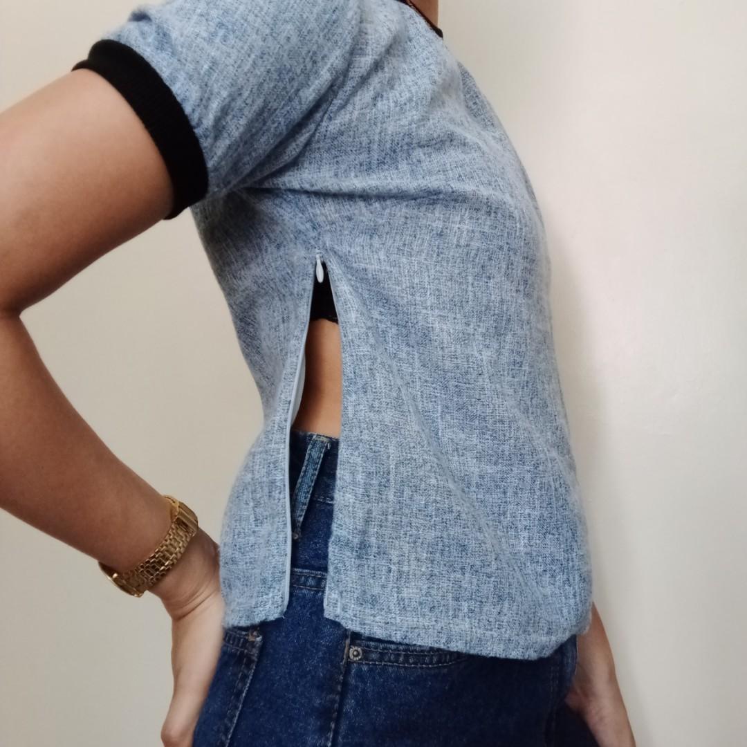 Light Blue Ringer Top, Women's Fashion, Tops, Shirts on Carousell