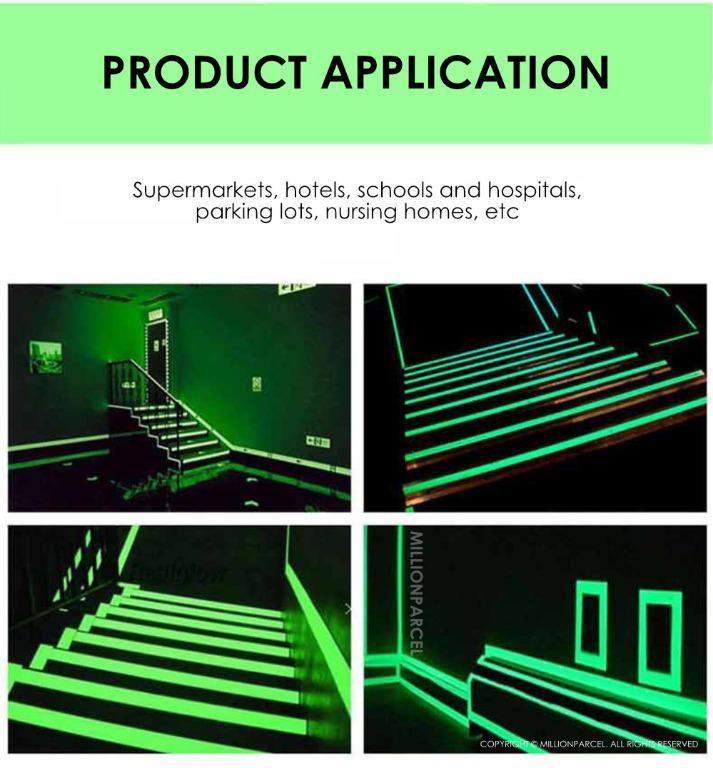 Night Glow Tape 3 size | Safety Adhesive Opp Tape | Glow in The Dark ...