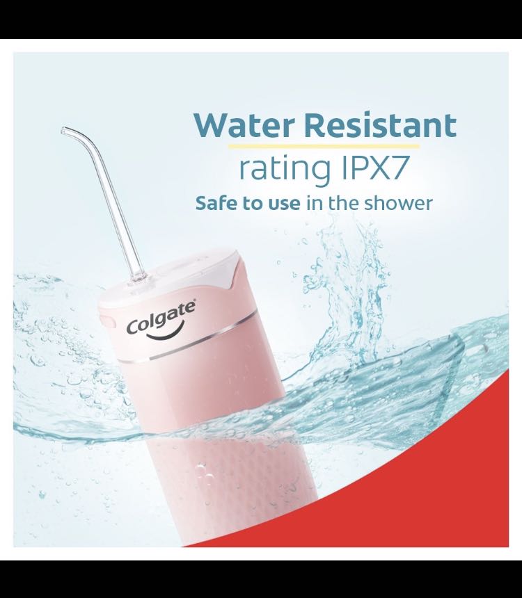 PINK Colgate Portable Water Flosser Rechargeable, Water Resistant (IPX7 ...