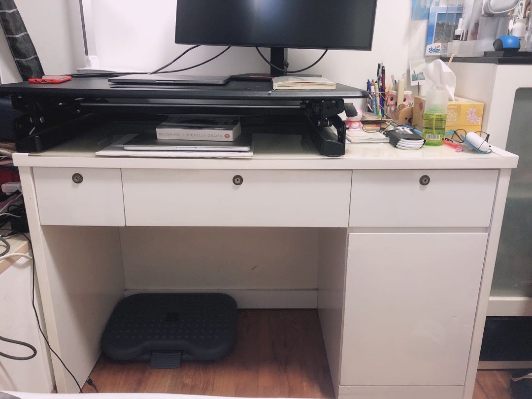 Premium Glass Top Study Table, Furniture & Home Living, Furniture ...