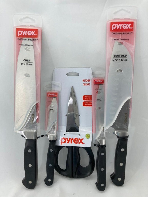 Pyrex Stainless Steel Knife & Shears Set 5pcs, Furniture & Home Living ...
