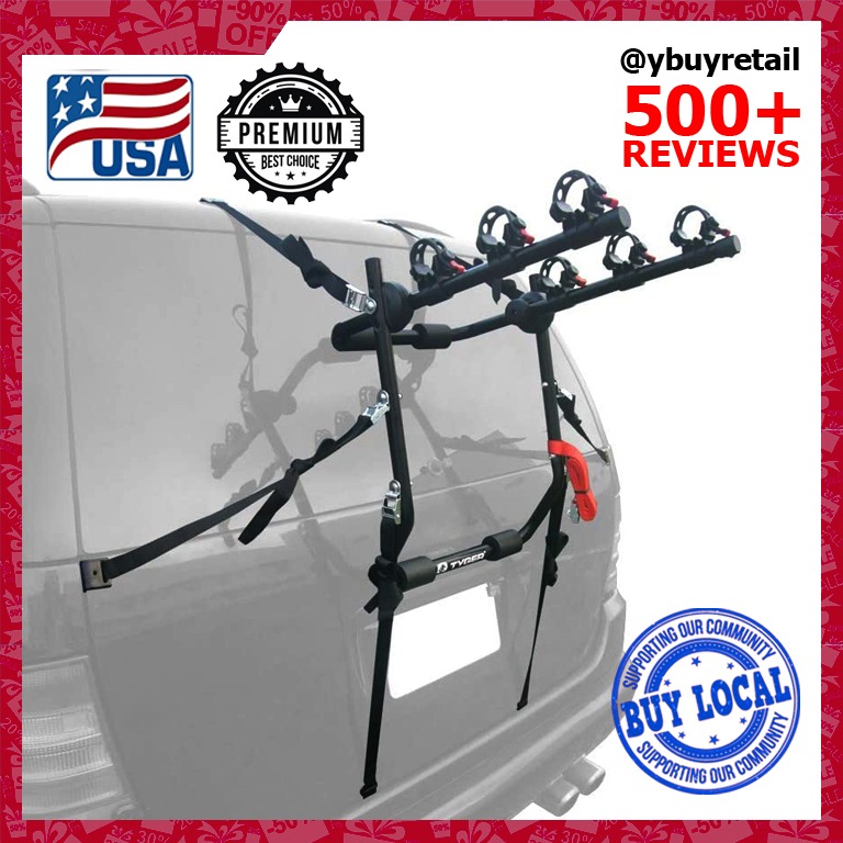 Tyger Auto Deluxe 3-Bike Trunk Mount Bicycle Rack. (Compatible with ...