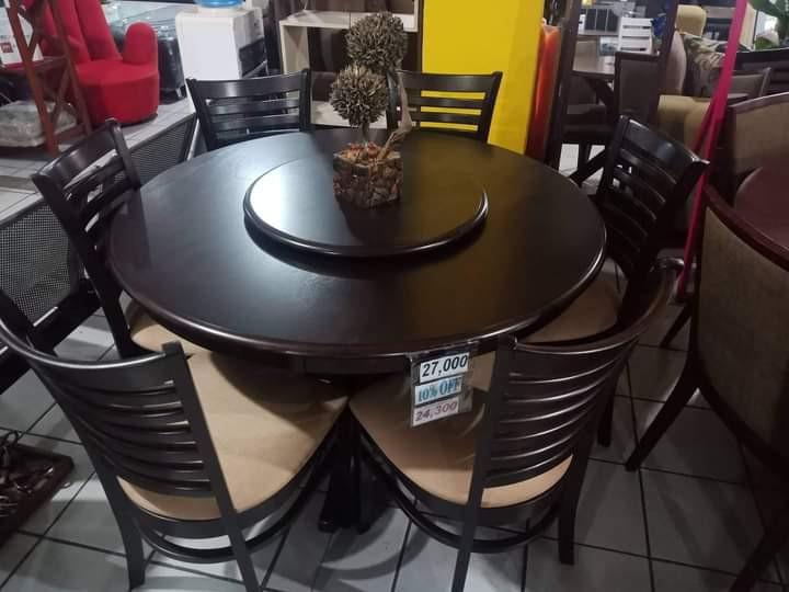6 seater round dining with lazy susan, Furniture & Home Living ...