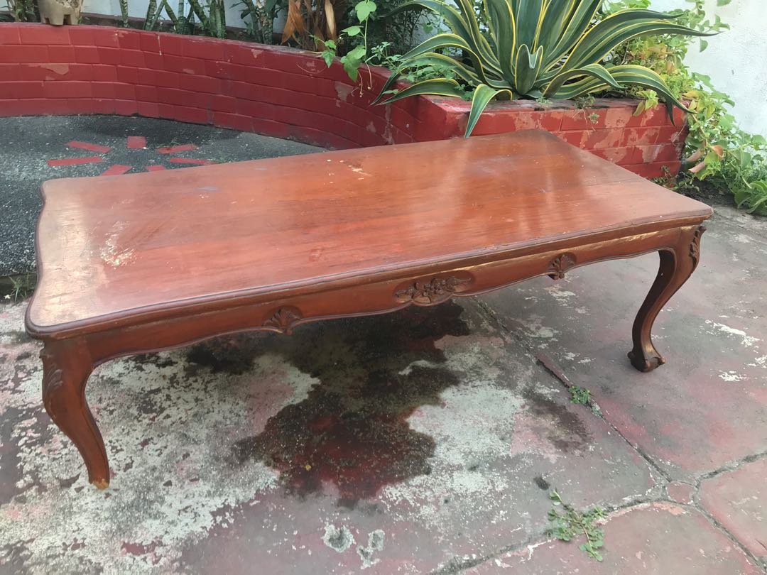 Antique 4ft Solid Narra Center Table with sculpt, Furniture & Home ...