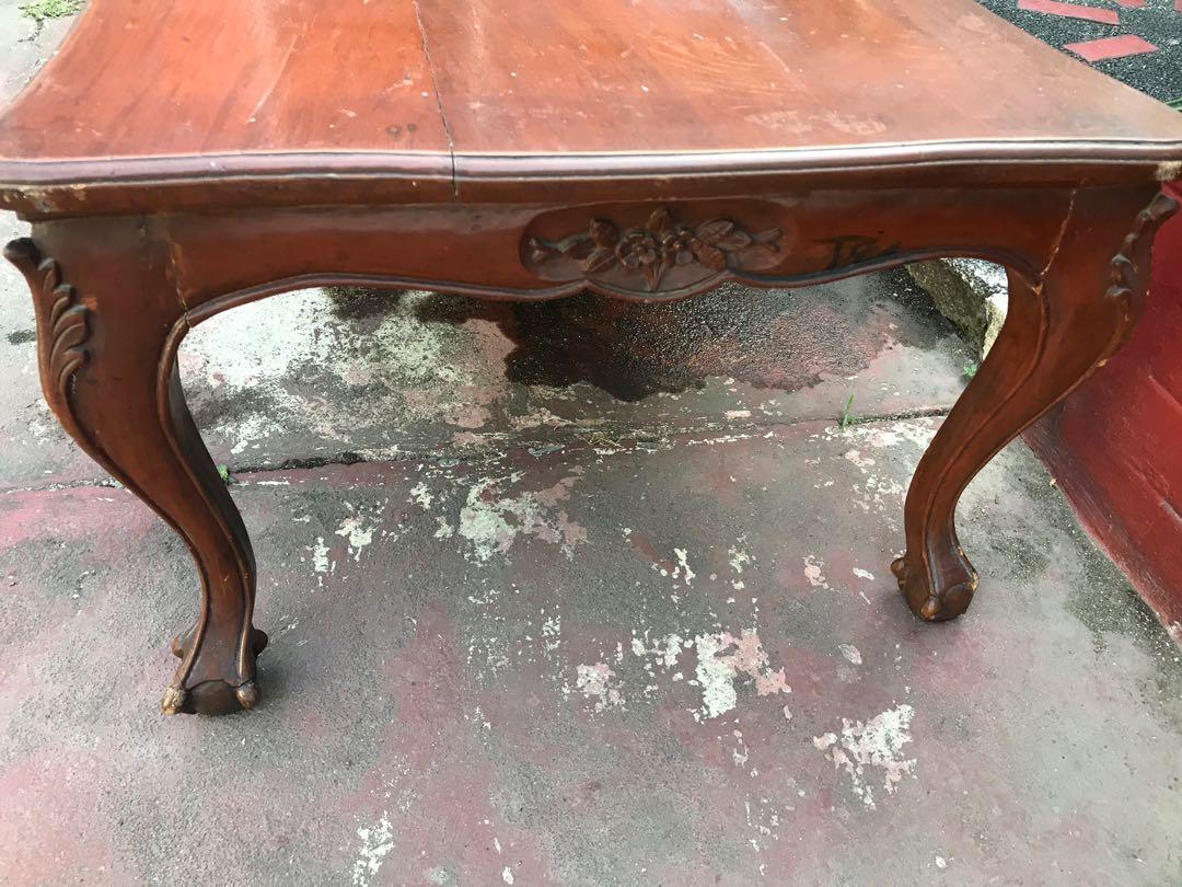 Antique 4ft Solid Narra Center Table with sculpt, Furniture & Home ...