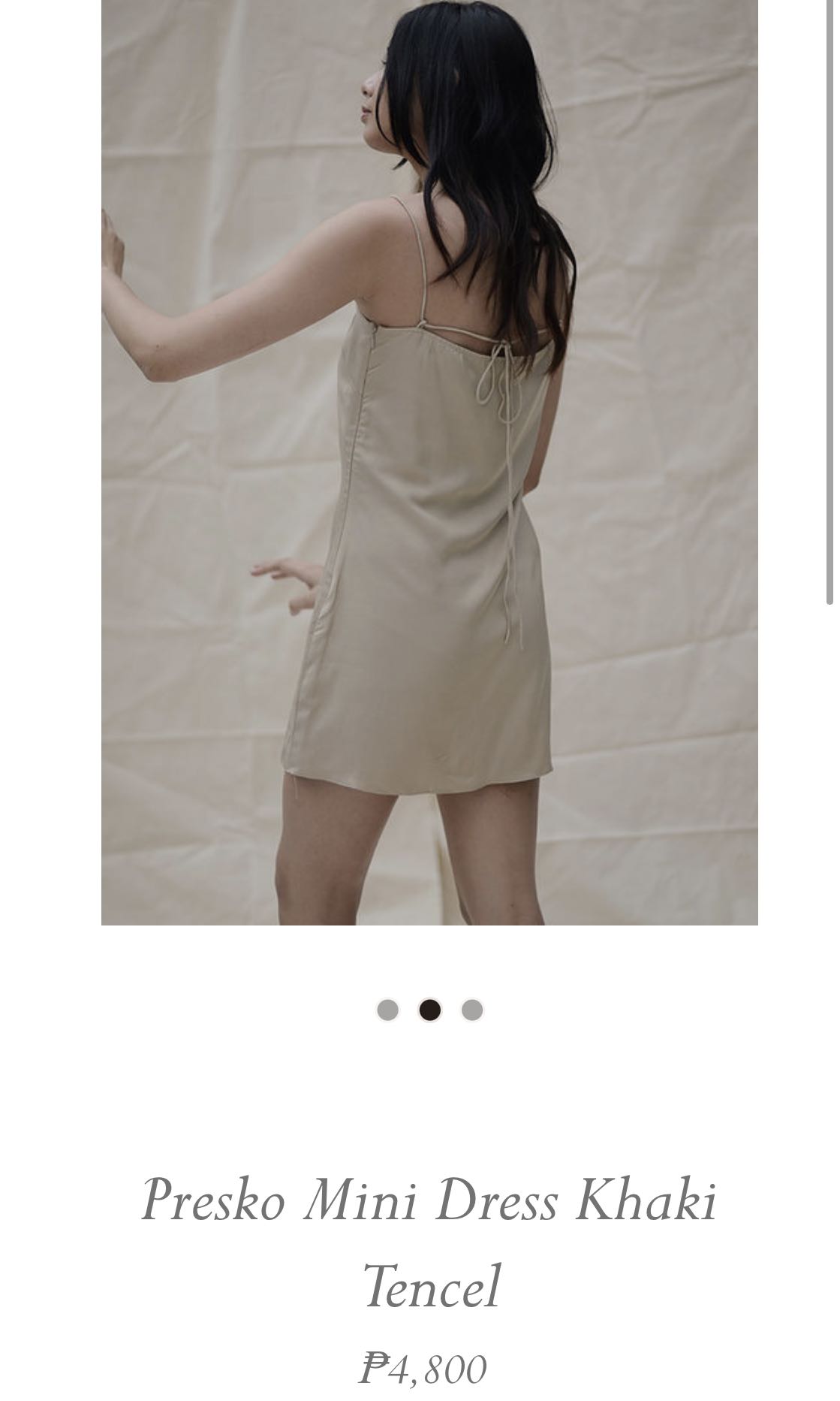 Araw the Line Presko Shift Dress in Khaki Tencel, Women's Fashion ...