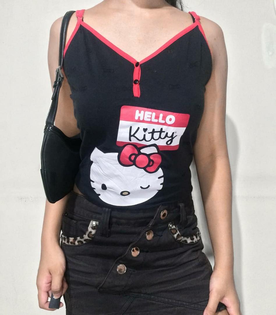 Authentic Y2K Sanrio Hello Kitty colorblock tank cami top with button ...