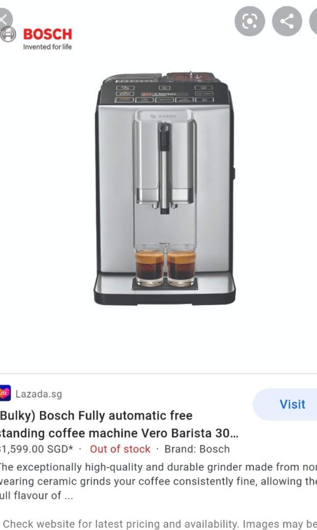 BNIB Bosch Coffee Machine, TV & Home Appliances, Kitchen Appliances ...