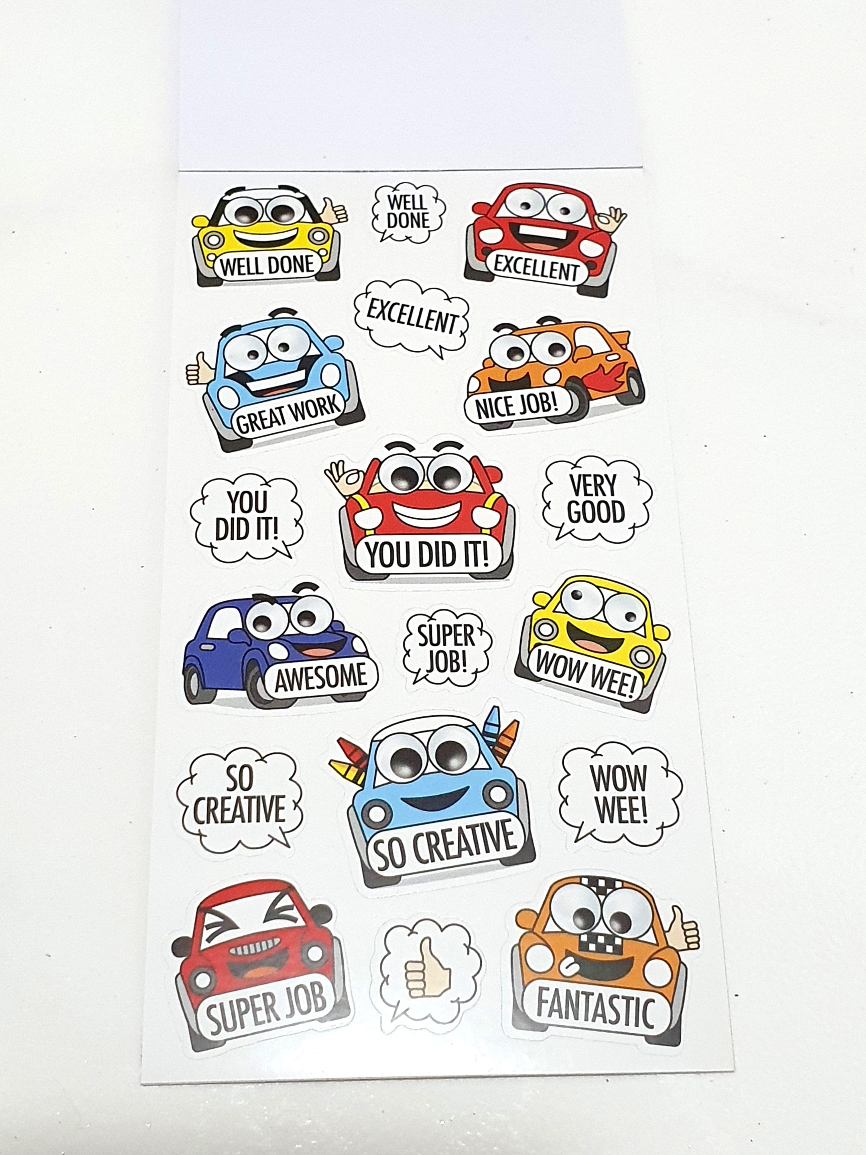 Car Reward Stickers Booklet Reward Encouragement Teacher Stickers ...