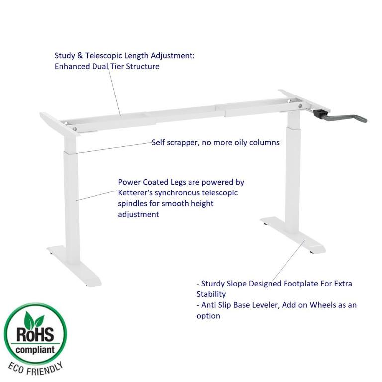 Flight™ Manual Hand Crank Height Adjustable table / Manual Sit Stand ...