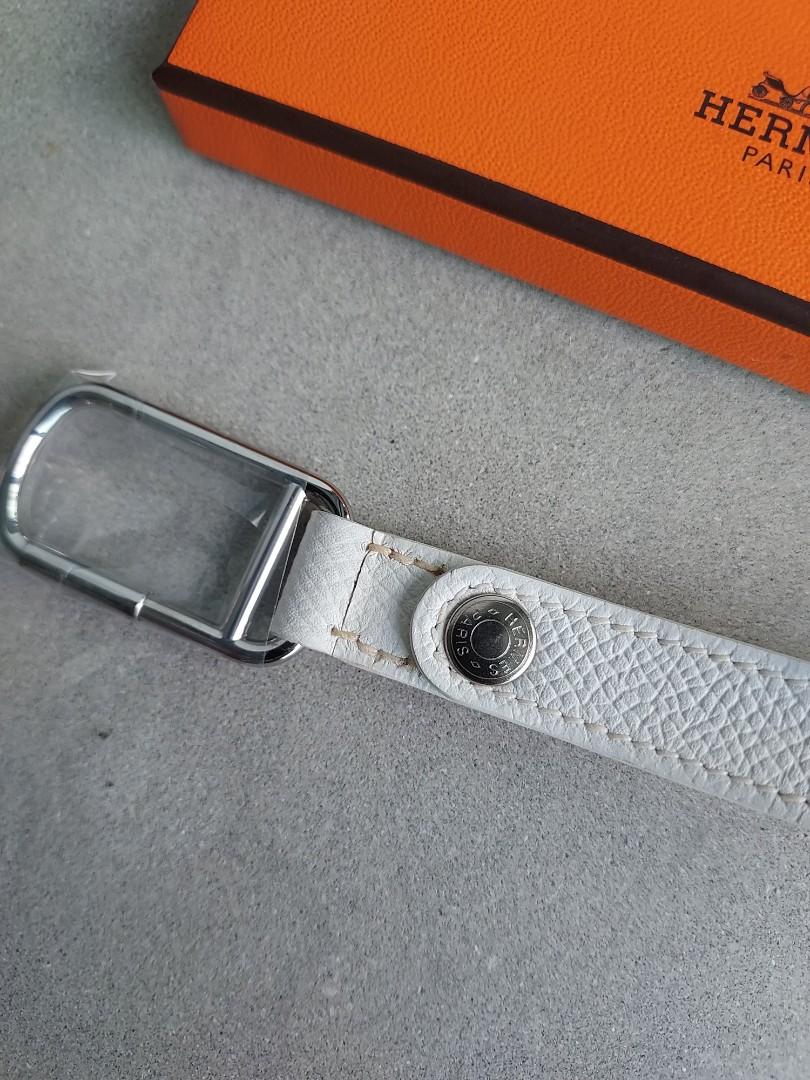 Hermes White Leather Key Chain, Luxury, Accessories on Carousell
