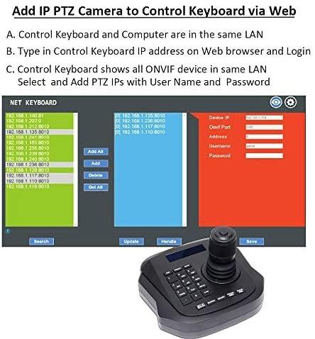 LEFTEK Onvif 4D Joystick IP PTZ Controller Network Keyboard with LCD Display for High Speed PTZ ...