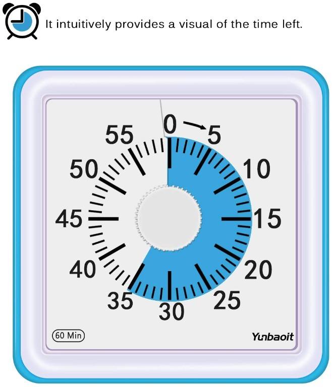 Oo072 Yunbaoit Visual Analog Timer Silent Countdown Clock Time