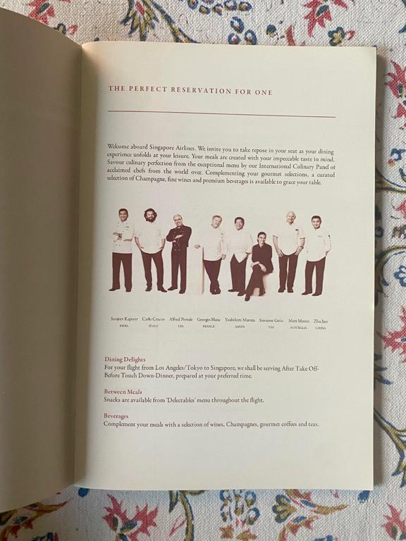 新加坡航空頭等艙 Singapore Airlines First Class menu, 其他, 其他 - Carousell