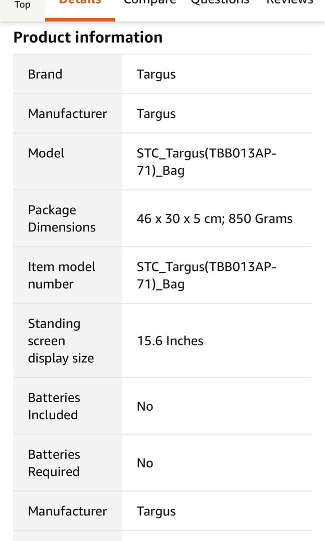 Targus TBB013AP-71 Spruce EcoSmart 15.6-inch Backpack bag NEW, Men's ...