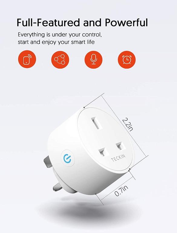 TECKIN Smart Plug WiFi Mini Socket 13A Works with Alexa, Google Home ...