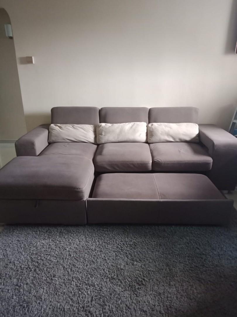 Brown Cloth sofa 4 seater, sofa bed, Furniture & Home Living, Furniture ...