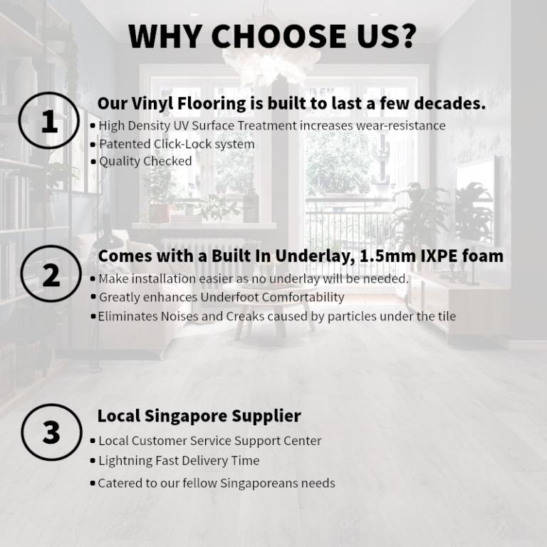 Click Lock System SPC Vinyl Flooring with Built-In Underlay (5.5mm ...