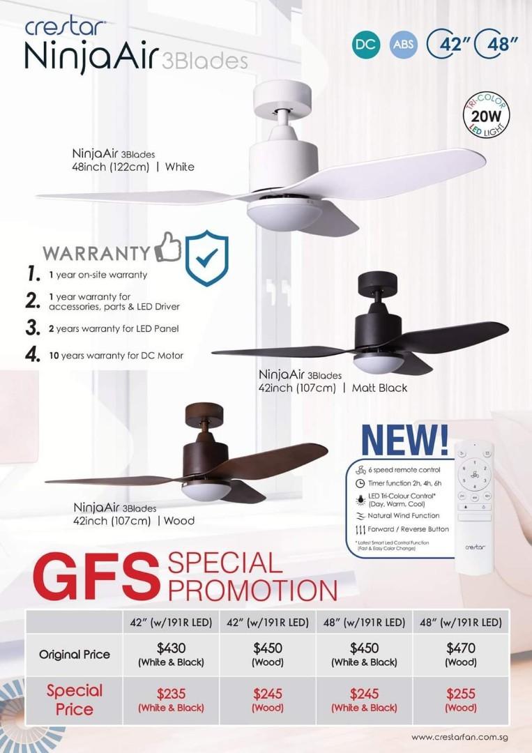 Crestar Ninja Air DC Motor Ceiling Fan With 3 Tone RGB LED remote ...